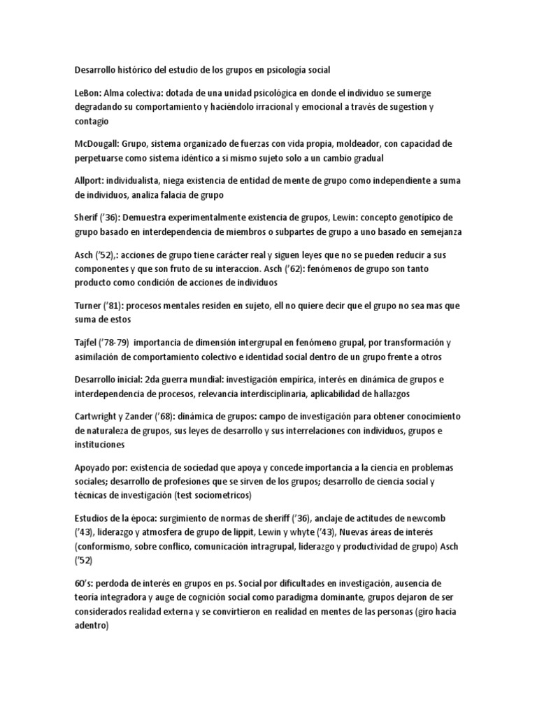 Evolución del estudio de grupos en psicología | PDF | Sociedad | Sicología