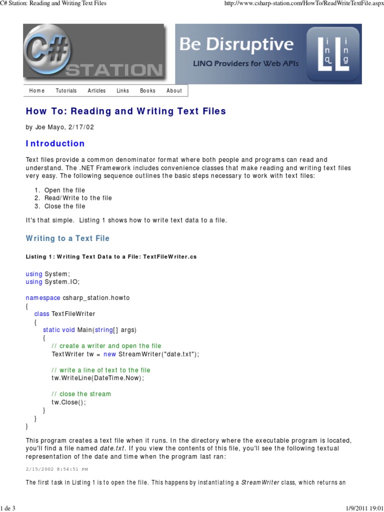 Arquivo de Texto Com C# | PDF | Text File | C Sharp (Programming Language)