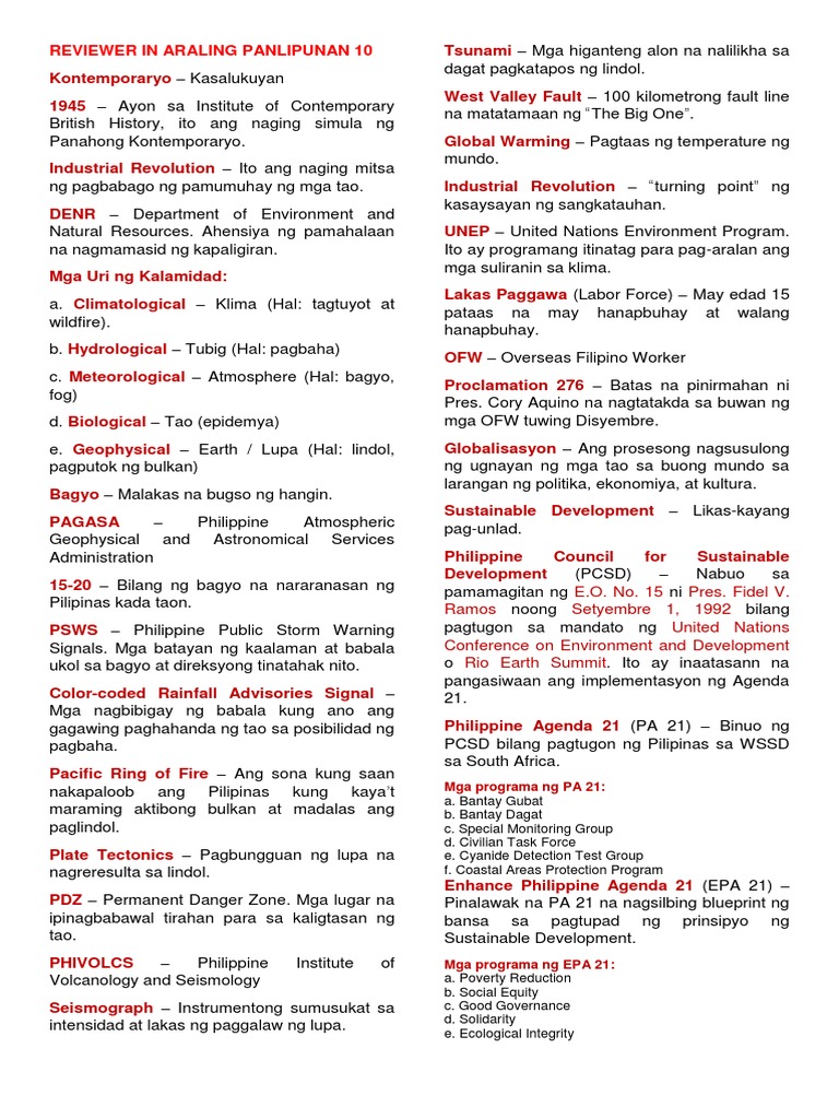 AP10 Reviewer First Quarter | PDF