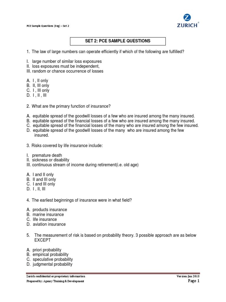 PCE Sample Questions SET 2 ENG PDF | PDF | Annuity (American) | Insurance