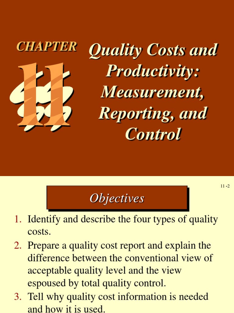 Quality Costs and Productivity: Measurement, Reporting, and Control ...