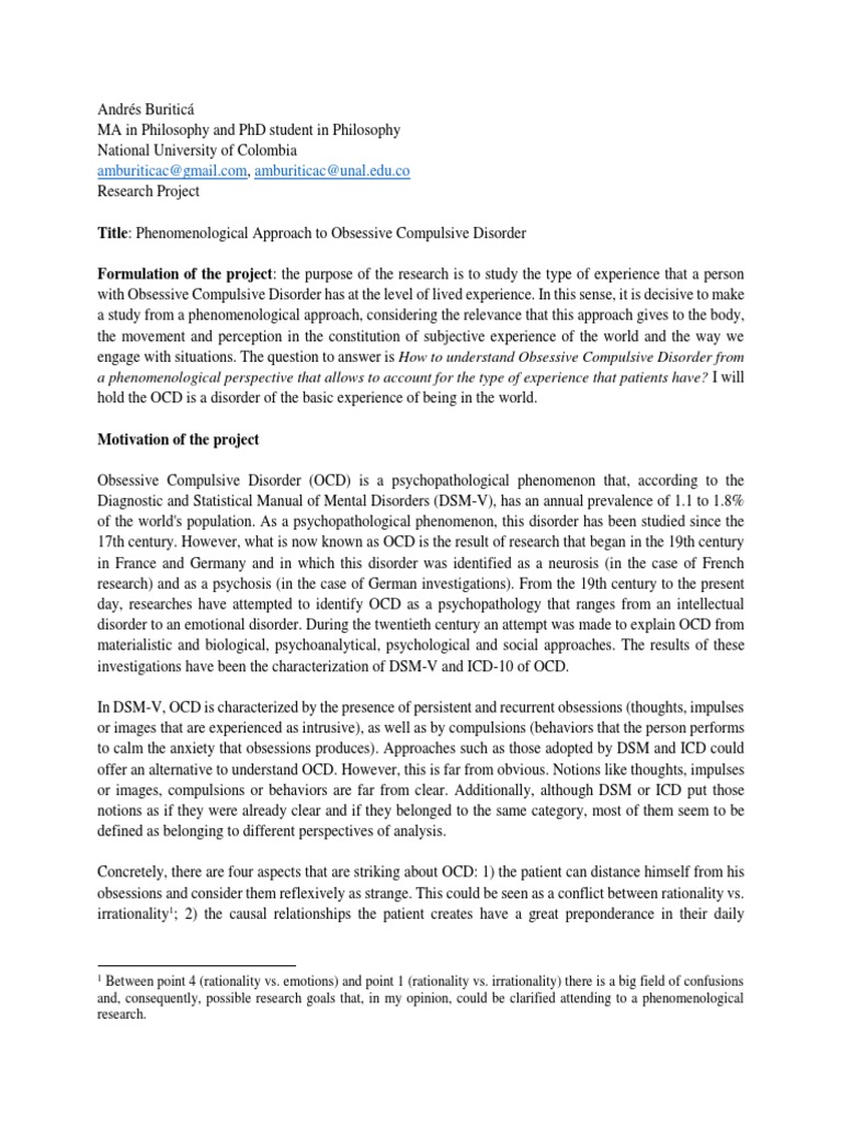Research - Project (Brief) | PDF | Obsessive–Compulsive Disorder ...