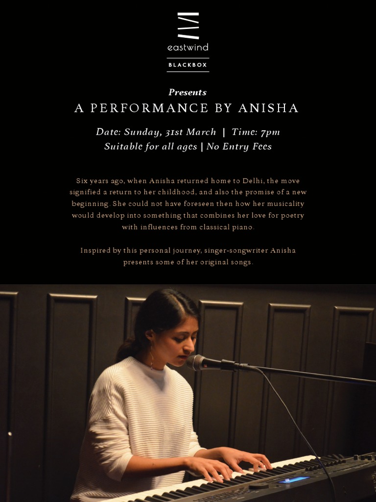 A Performance by Anisha: Date: Sunday, 31st March - Time: 7pm Suitable ...