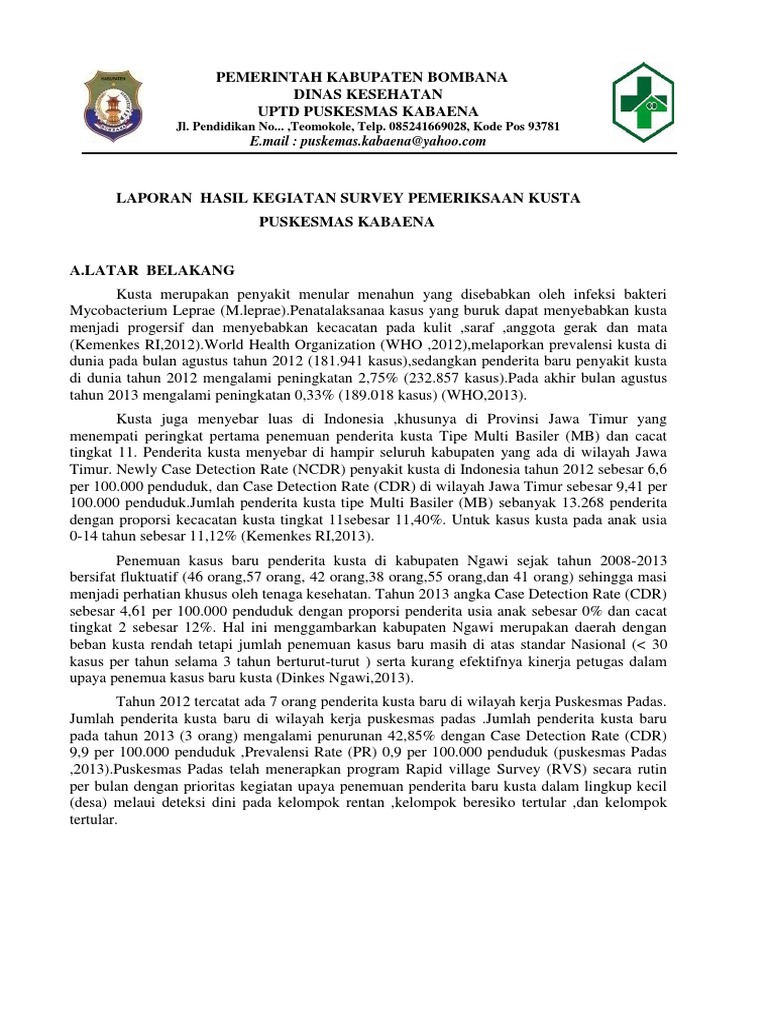 Laporan Kegiatan Survey Kusta | PDF