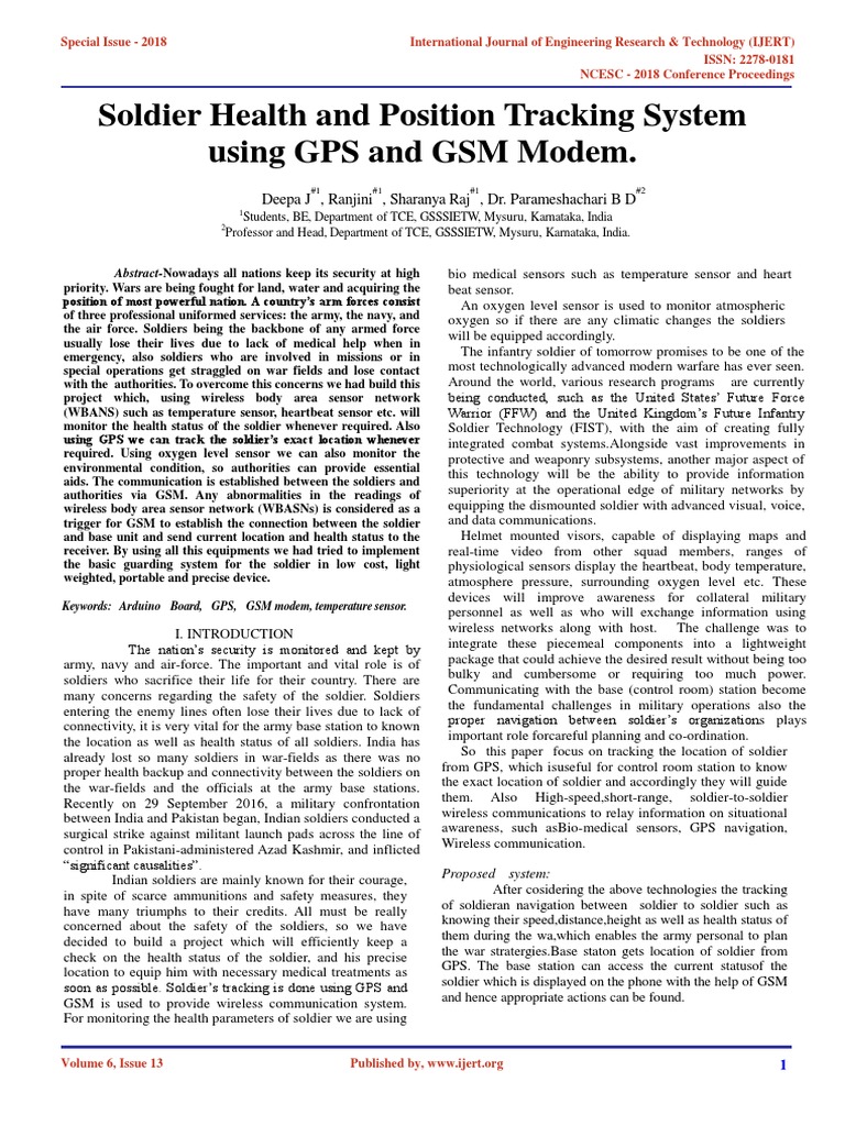 Soldier Health and Position Tracking System Using Gps | PDF ...