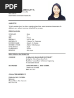 Curriculum Vitae Sample Ojt | PDF | Résumé