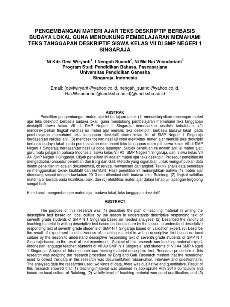 Artikel Teks Deskriptif Peristiwa Budaya | PDF