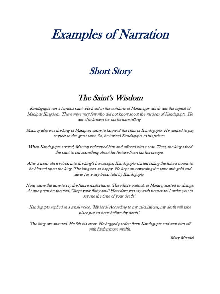 Examples of Narration: Short Story | PDF