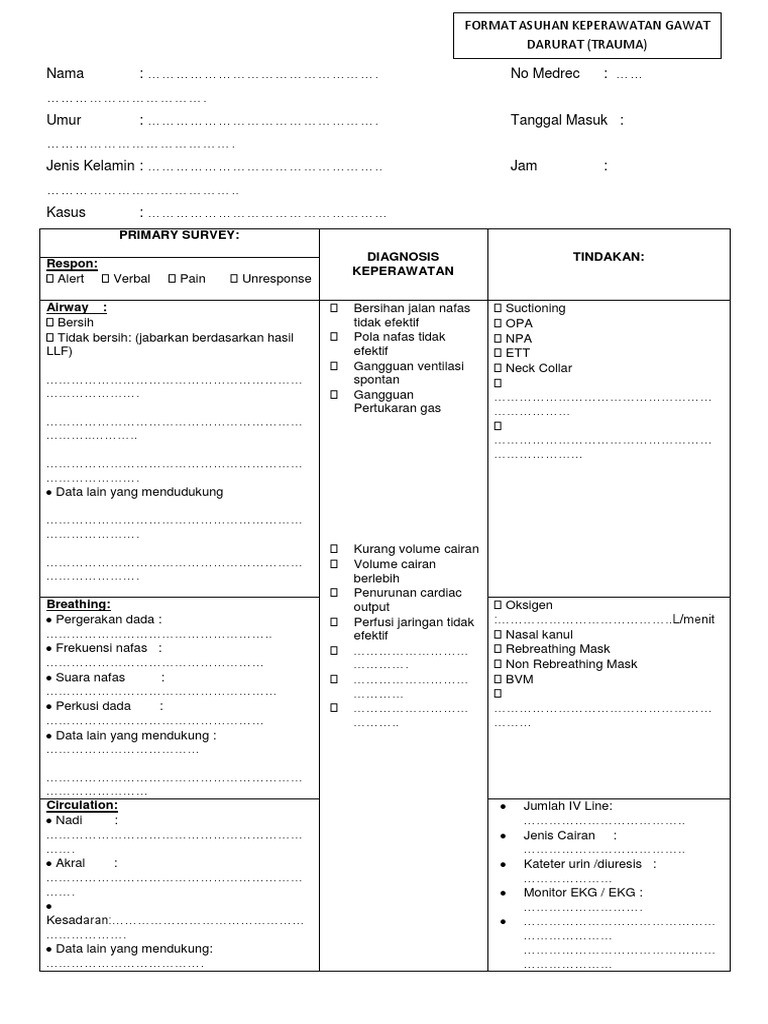 Format Askep Gadar | PDF | Clinical Medicine | Medical Specialties