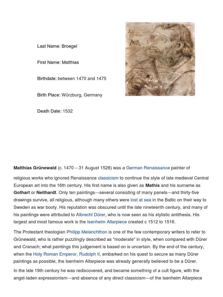 Last Name: Broegel: German Renaissance Classicism | PDF | Paintings