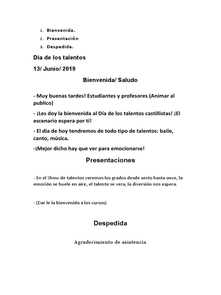 Guion Presentador | PDF