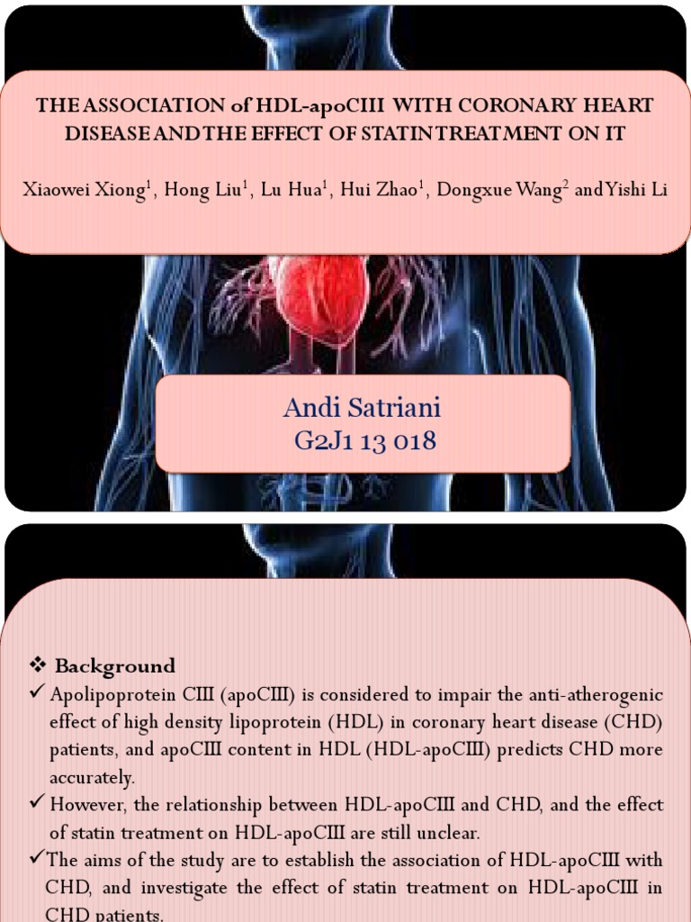 The Association of Hdl-Apociii With Coronary Heart Disease and The ...