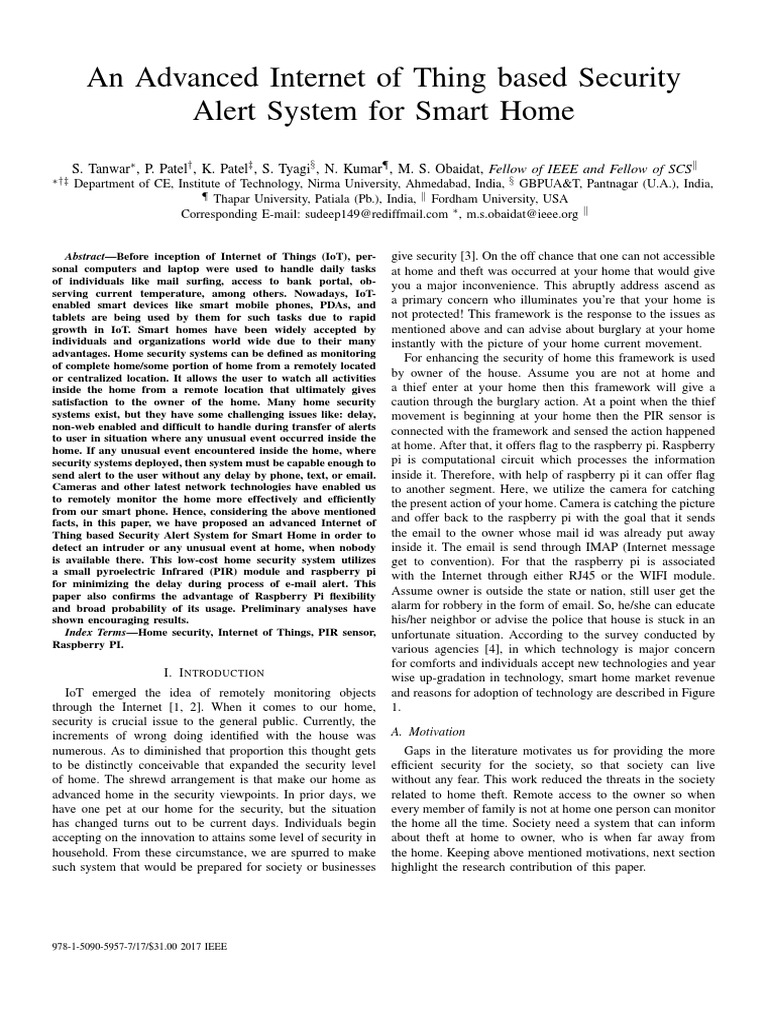 An Advanced Internet of Thing Based Security - PDF | PDF | Security ...