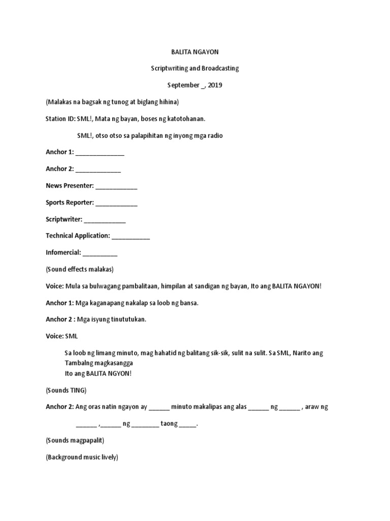 Filipino Radio Broadcasting Script | PDF