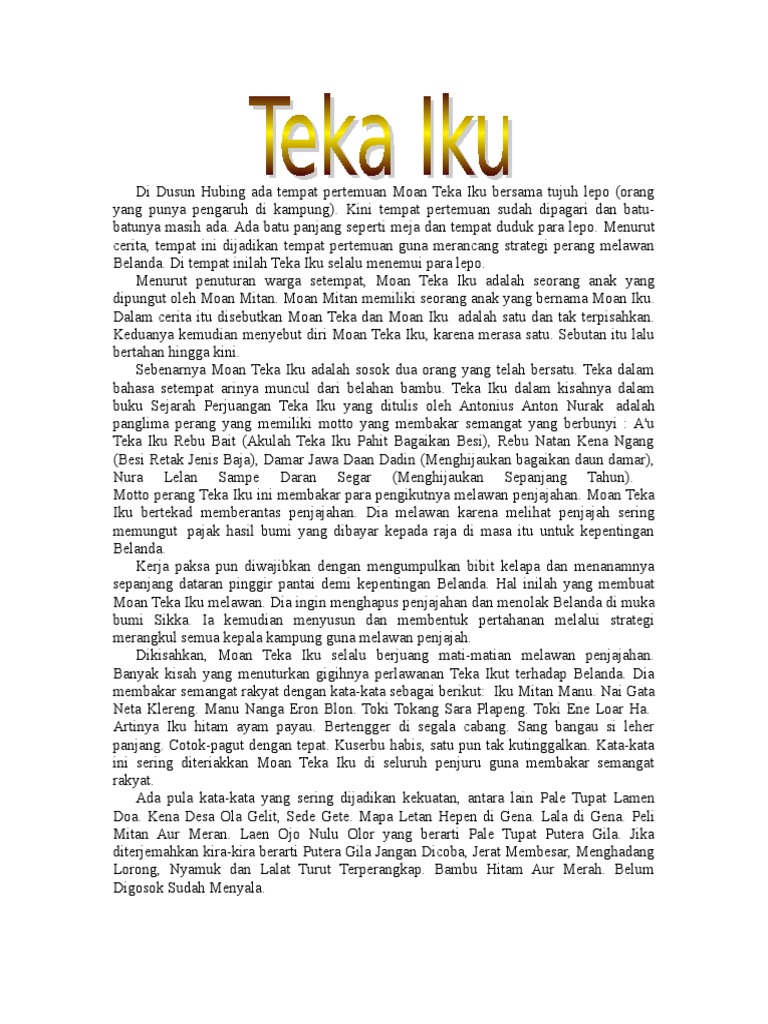 Cerita Teka Iku | PDF