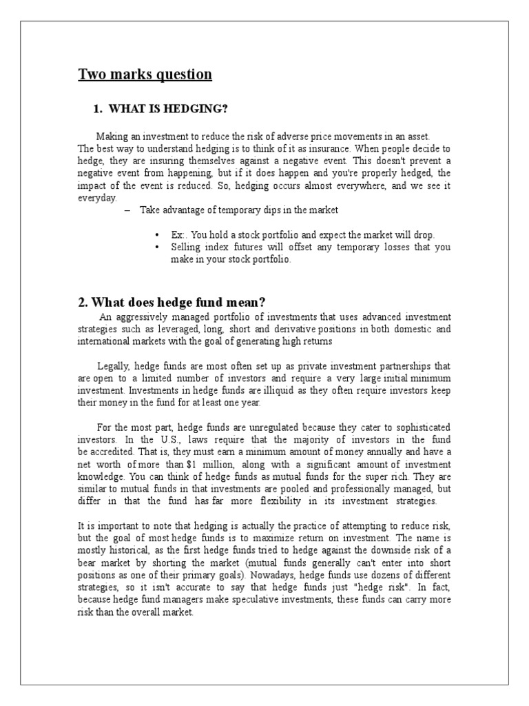 Hedging | PDF | Futures Contract | Hedge (Finance)