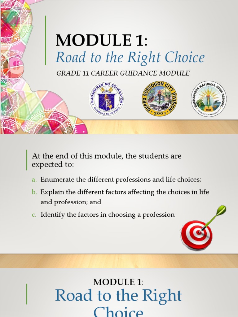 Road To The Right Choice: Grade 11 Career Guidance Module | PDF ...