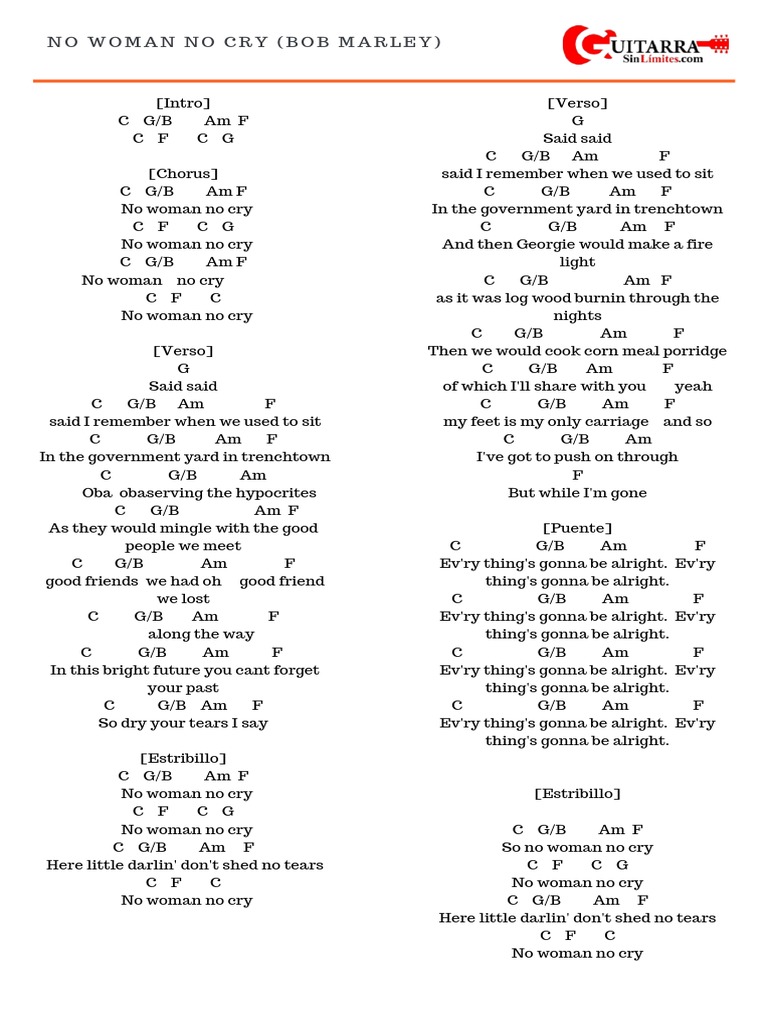 No Woman No Cry Acordes Bob Marley | PDF