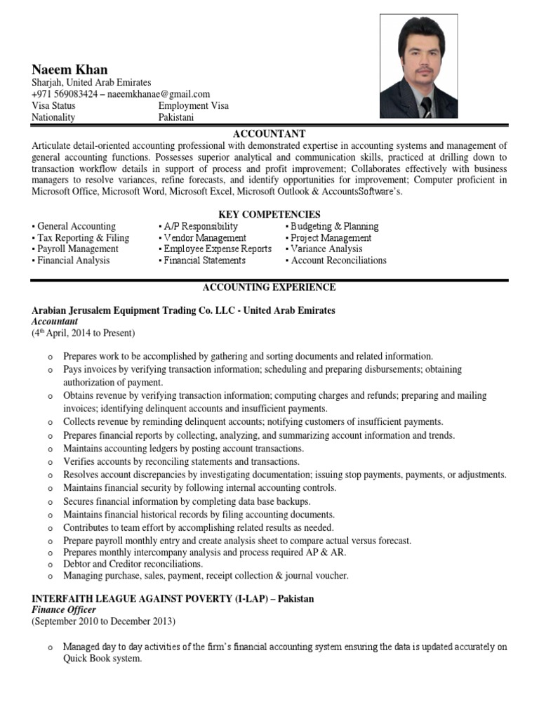 Sample CV For Uae | PDF | Payroll | Accounting