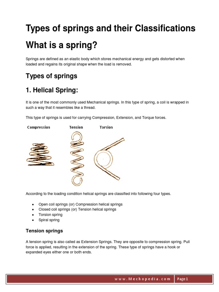 Types of Springs and Their Classifications | PDF | Mechanical ...