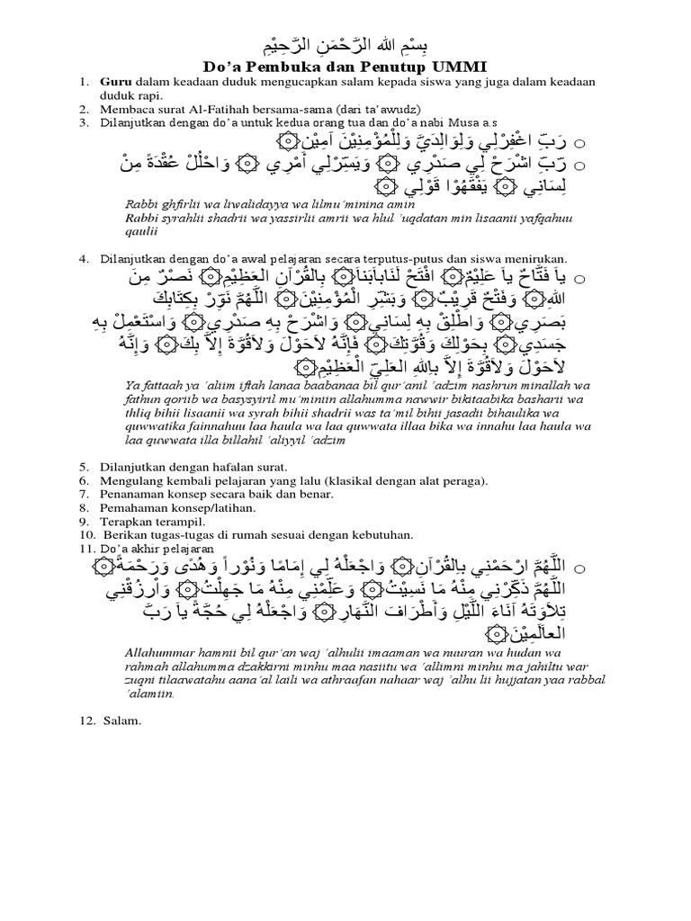 Doa Pembuka Dan Penutup | PDF