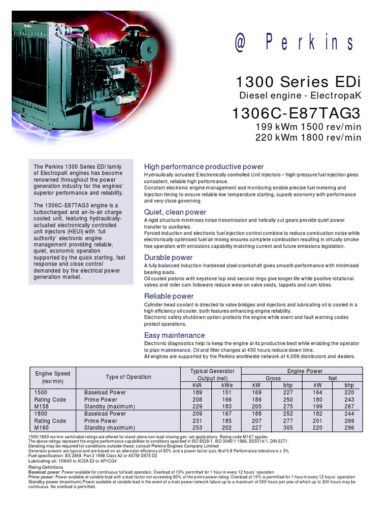 @perkins: 1300 Series Edi 1306C-E87Tag3 | PDF | Fuel Injection | Engines