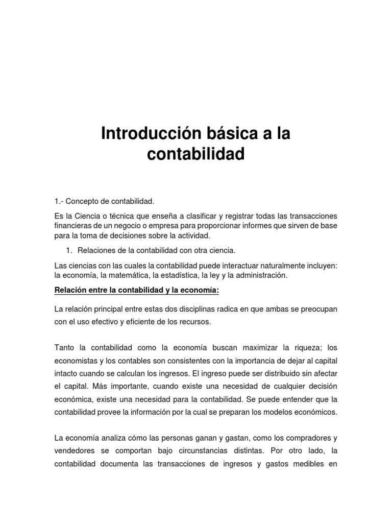 Introducción Básica A La Contabilidad | PDF | Contabilidad | Enseñanza ...
