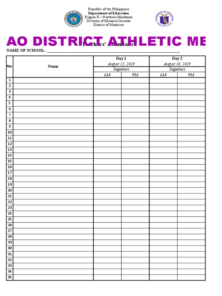 Attendance For District Meet | PDF