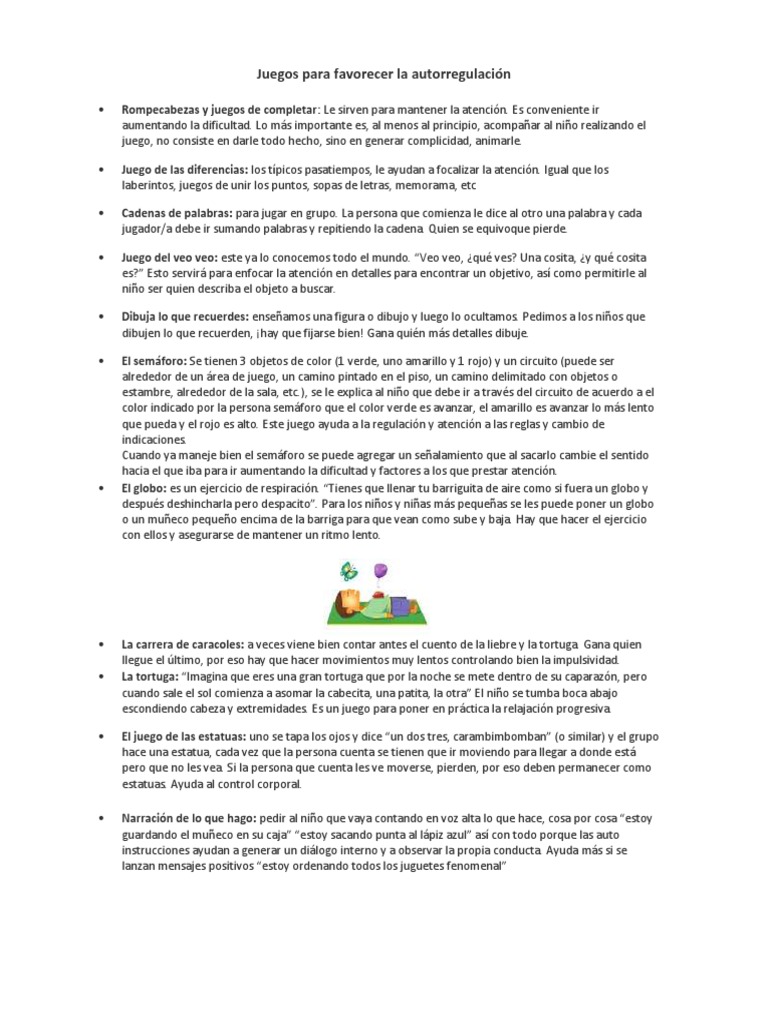 Juegos para Favorecer La Autorregulación | PDF | Ocio | Deportes