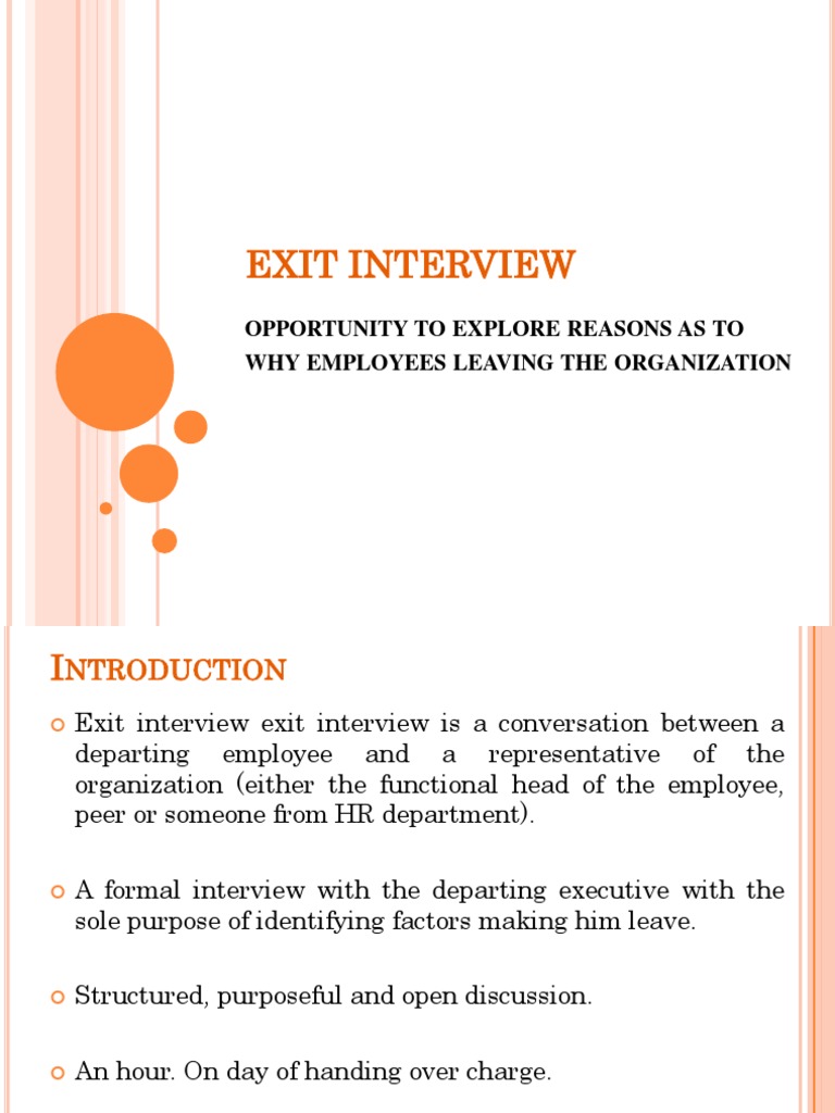 Exit Interview: Opportunity To Explore Reasons As To Why Employees ...