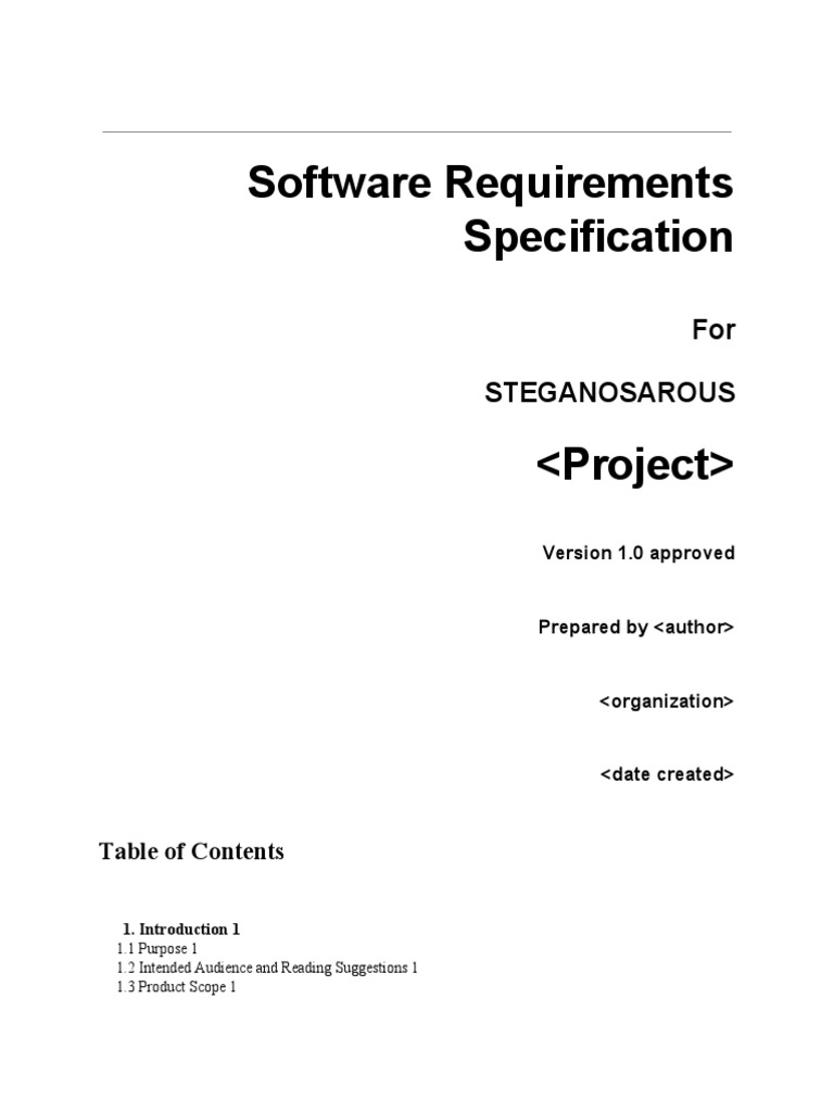 Software Requirements Specification: For Steganosarous | Download Free ...