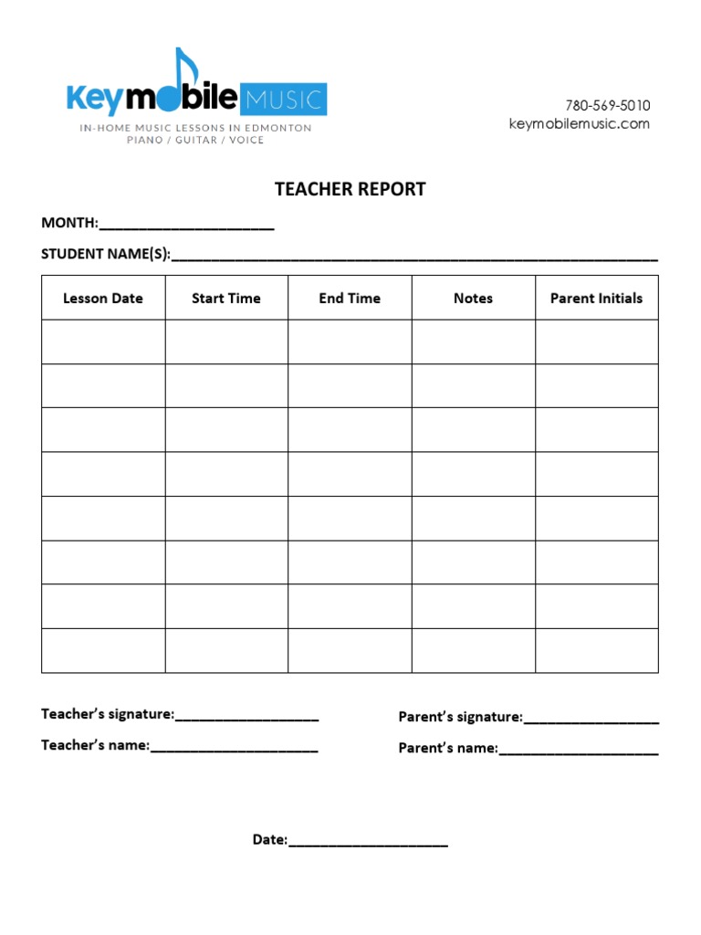 Teacher Report Template for Parents | PDF