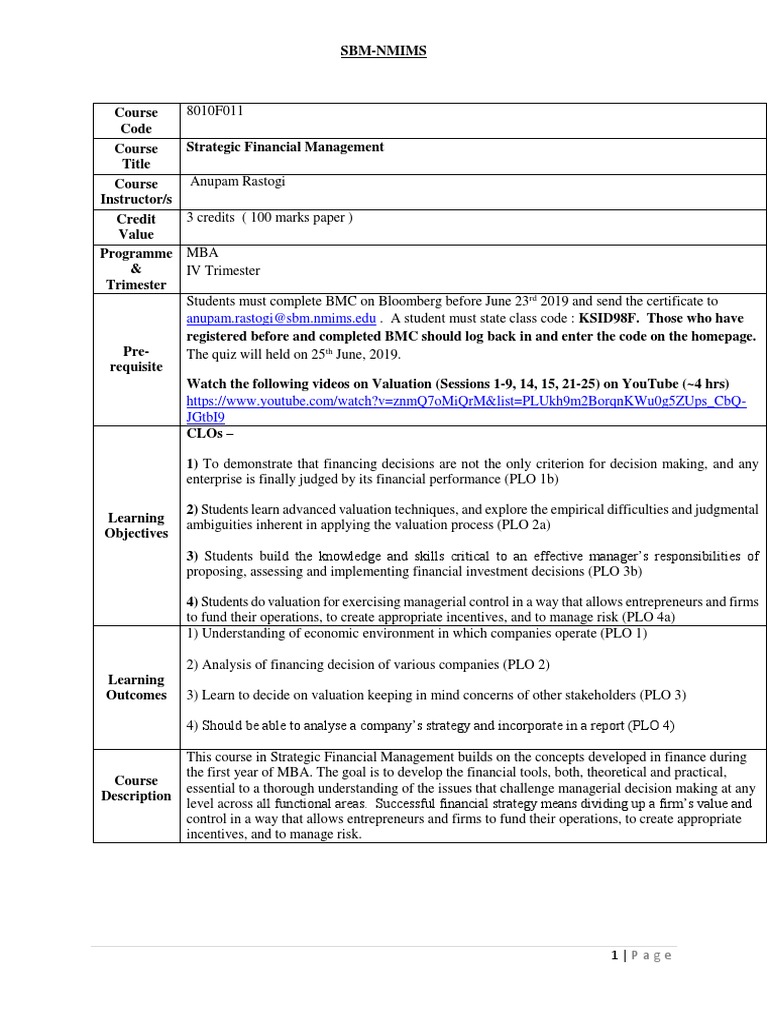Anupam Rastogi@sbm Nmims Edu | PDF | Valuation (Finance) | Hedge (Finance)