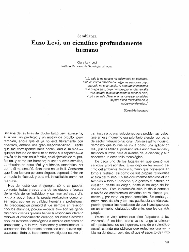 Enzo Levi Cientifico Humano PDF | PDF | Ingeniería | Vida