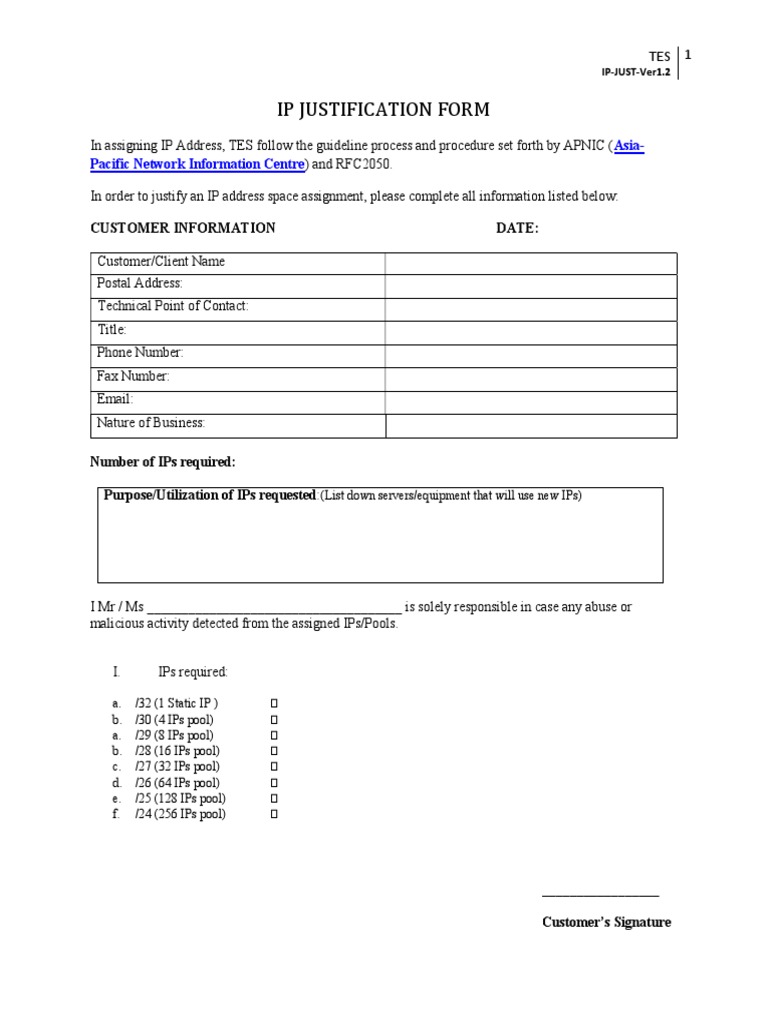 IP Justification Form 1.2 | PDF | Technology & Engineering
