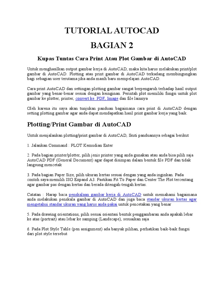 Tutorial Autocad - Plotting Dan Print-1 | PDF