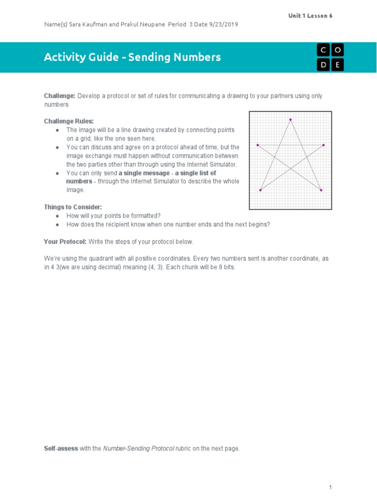 U1l06 Activity Guide - Sending Numbers | PDF | Computing | Communication