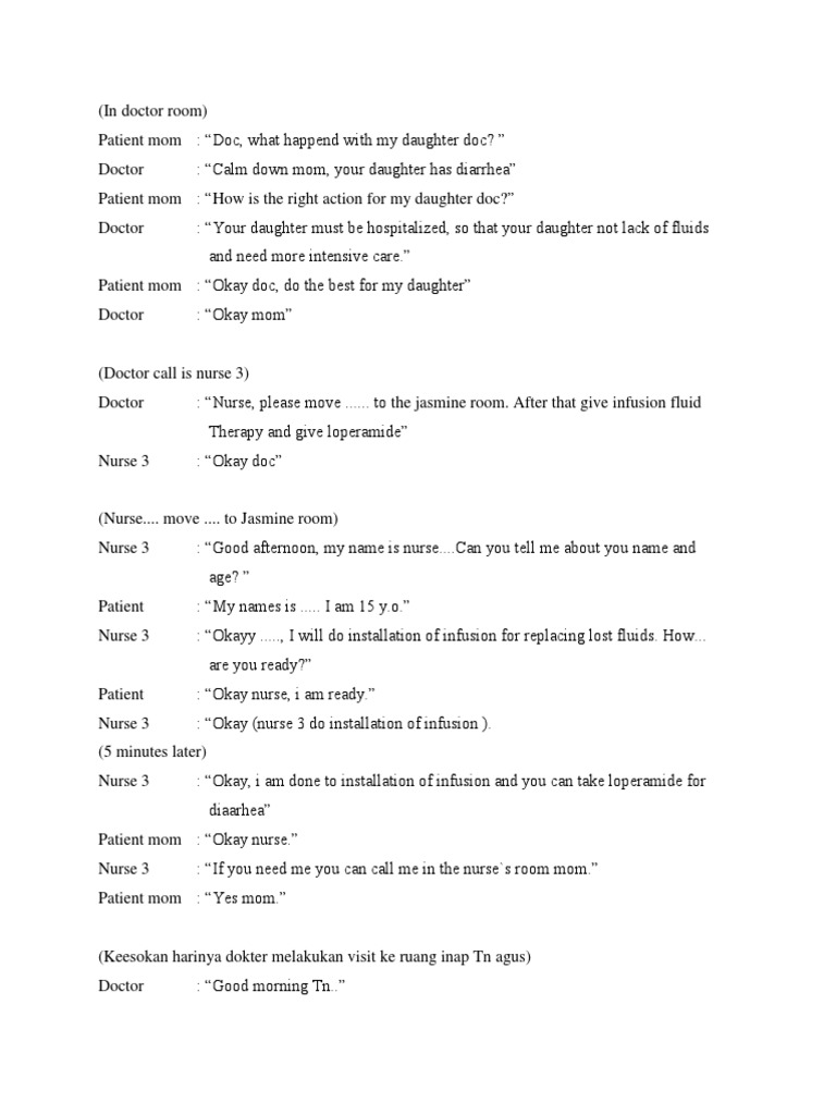 Diarrhea Treatment and Care Dialogue | PDF | Rehabilitation Medicine ...