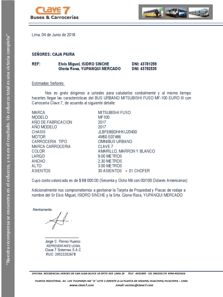 Carta De Caracteristicas