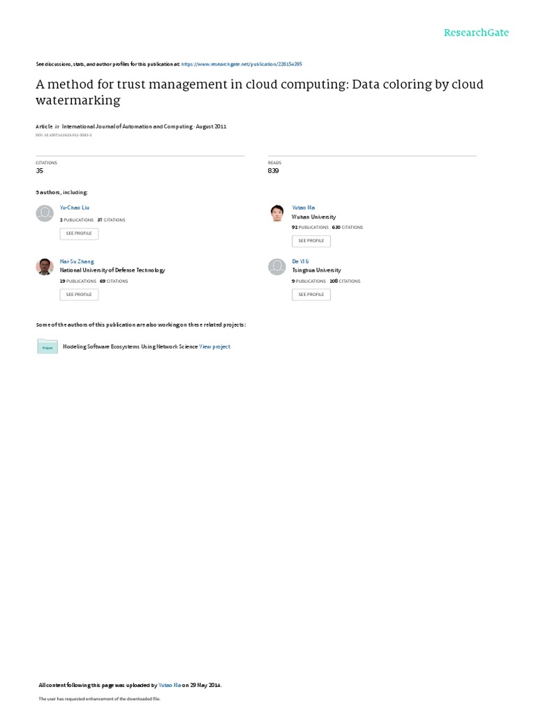 A Method For Trust Management in Cloud Computing: Data Coloring by ...