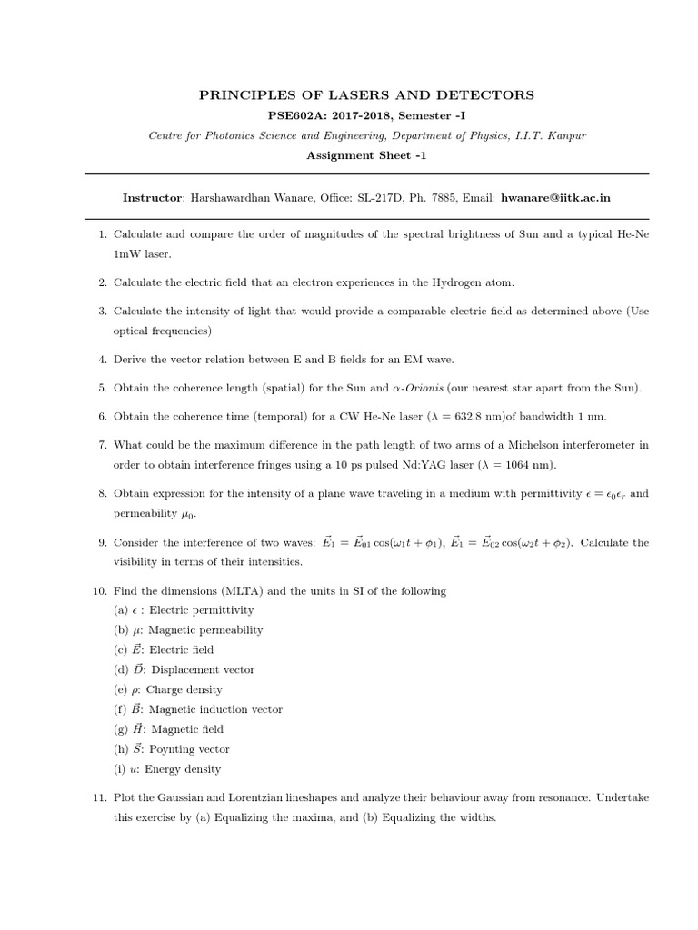 Laser Assignment | PDF