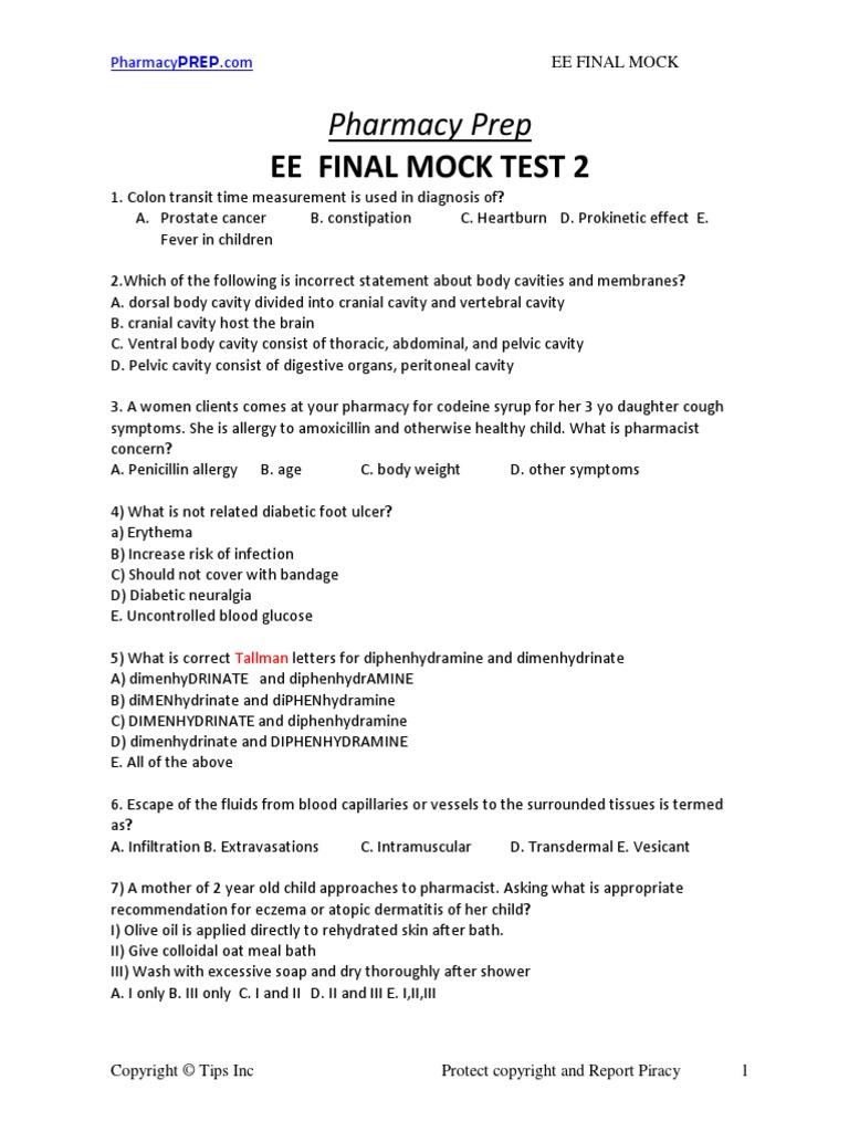 EE MOCK Test 2 Jan 2017 Questions Only | PDF | Dose (Biochemistry ...