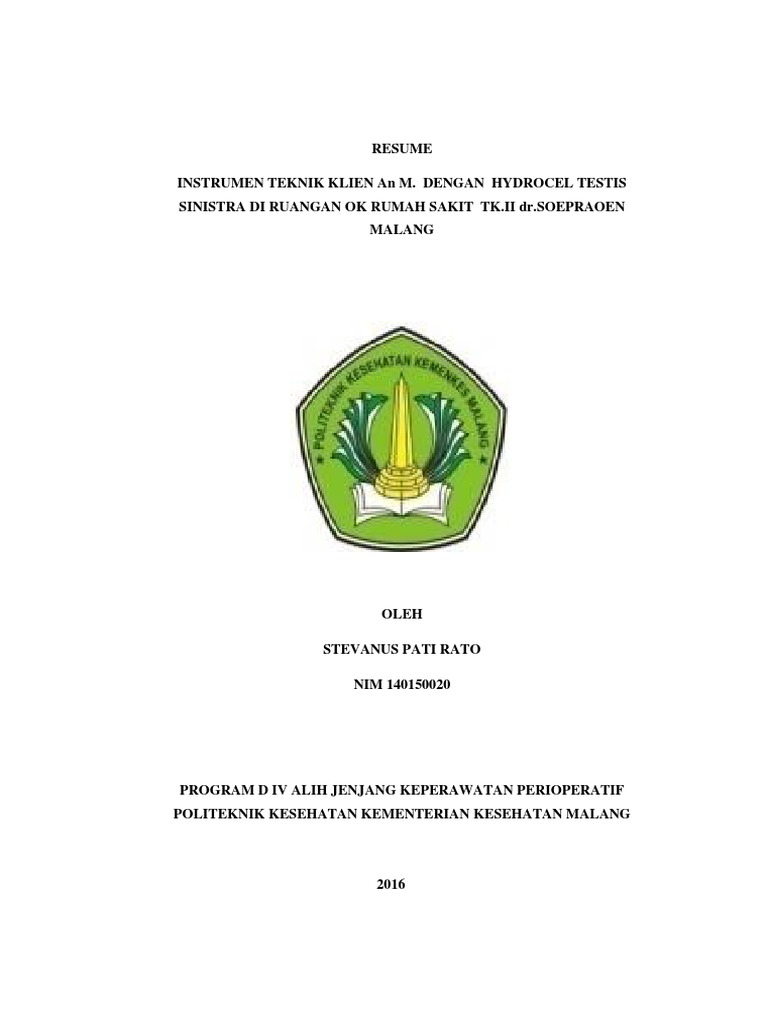 Teknik Instrumentasi Hidrokel Testis | PDF | Griya & Taman | Sains ...
