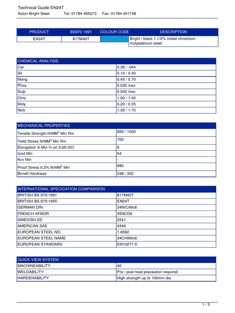 EN24T | PDF | Alloy | Steel
