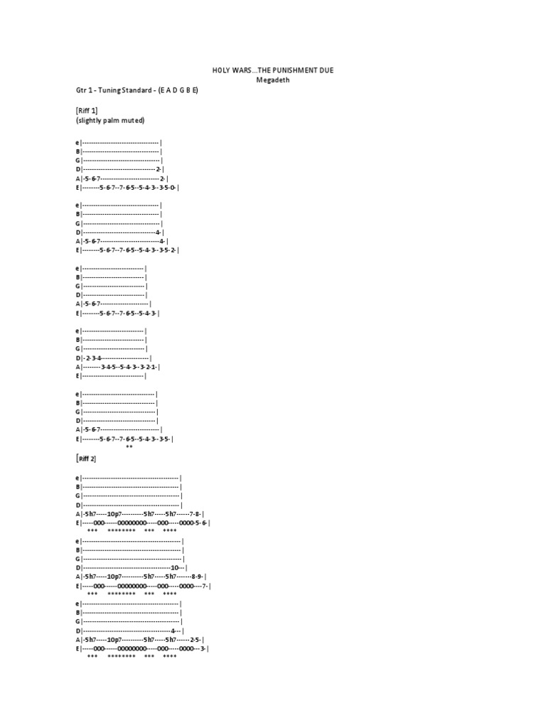 Holy Wars Tab | PDF | Necked Lutes | Chordophones