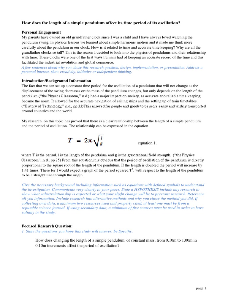 IB Physics IA | Pendulum | Observational Error