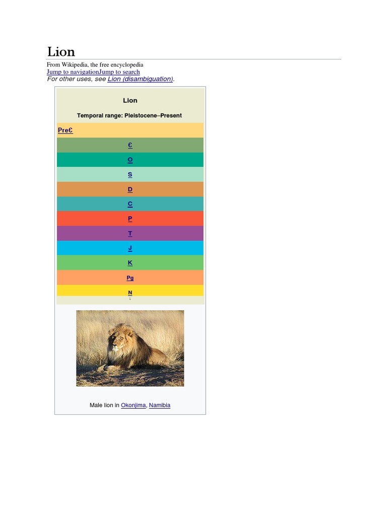 Jump To Navigationjump To Search: For Other Uses, See | PDF | Lion ...