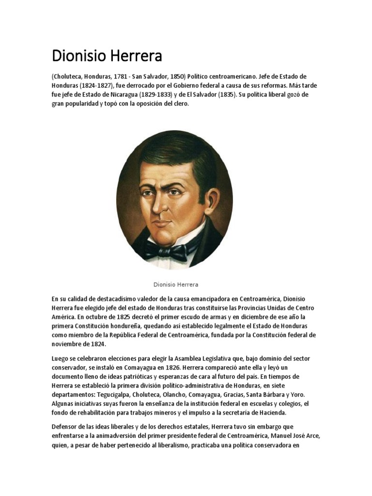Biografía de Dionisio de Herrera | PDF | Honduras | Gobierno