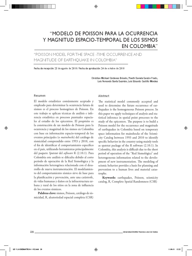 Modelo de Poisson | PDF | Proceso estocástico | Temblores
