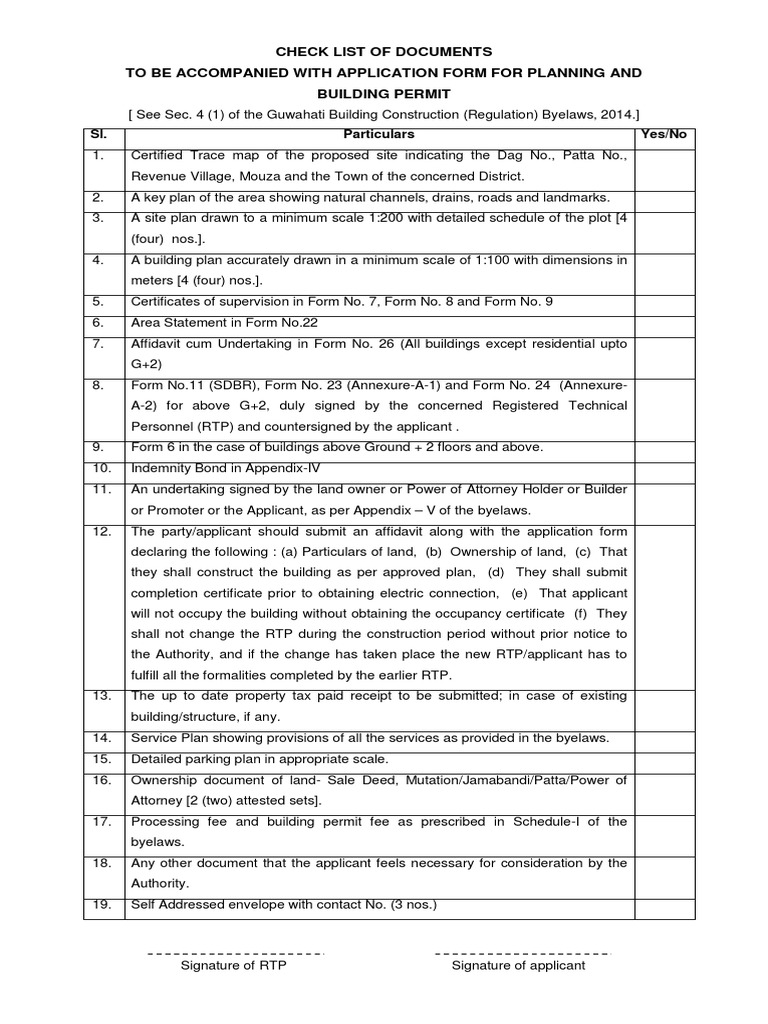 Checklist of Documents To Get Building Permission. | PDF | Social ...